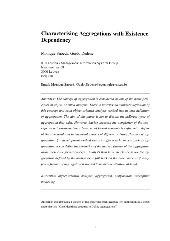 (PDF) Characterising aggregations with existence dependency