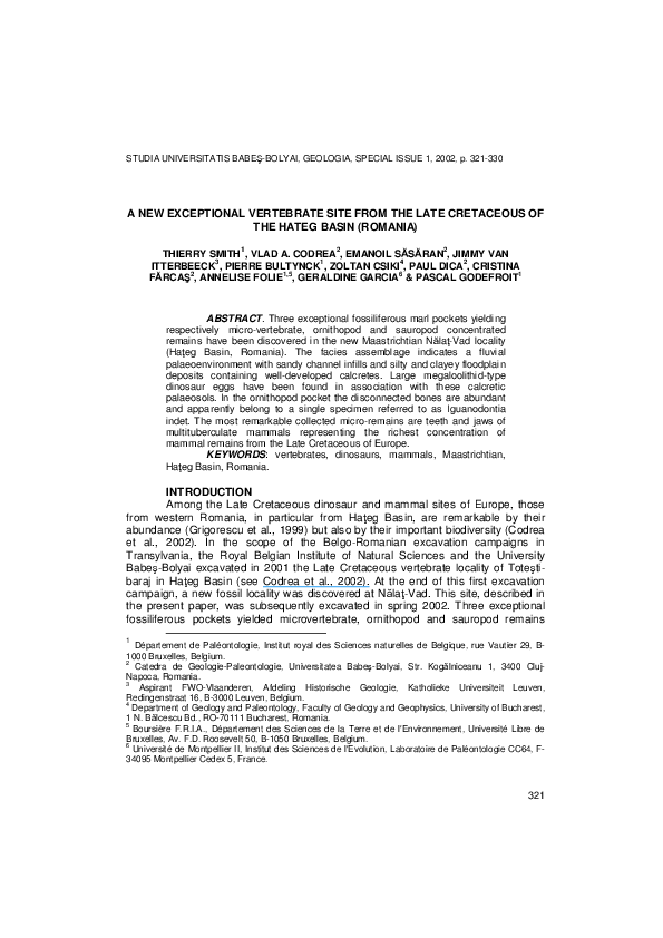 (PDF) A new exceptional vertebrate site from the Late Cretaceous of the ...