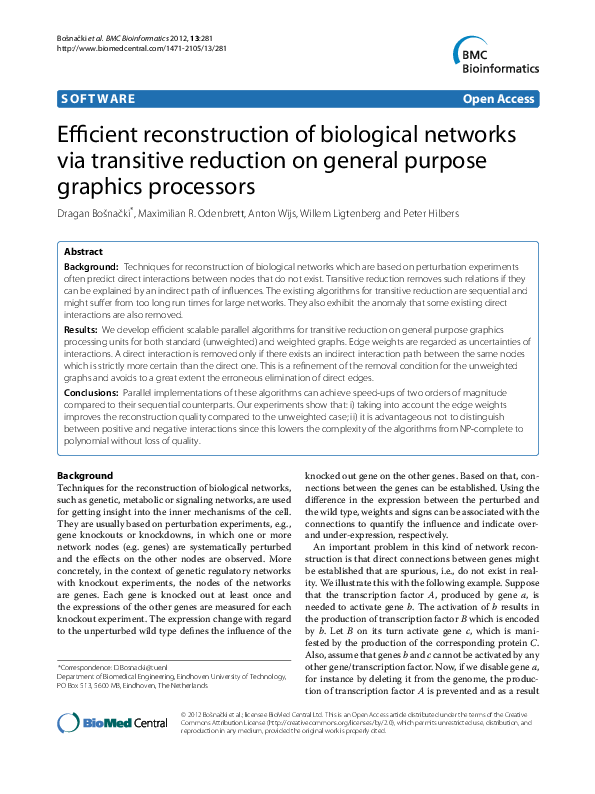 (PDF) Efficient reconstruction of biological networks via transitive reduction on general ...