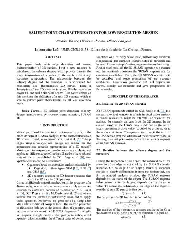 (PDF) Salient point characterization for low resolution meshes