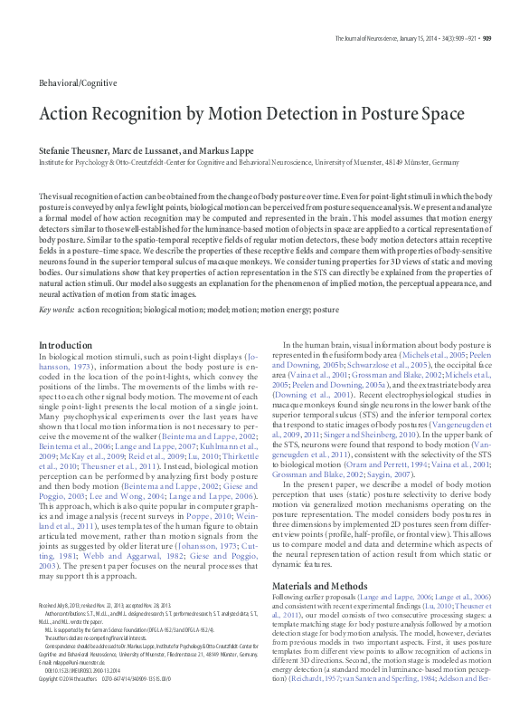 Pdf Modeling Action Recognition Through Posture Motion Detection