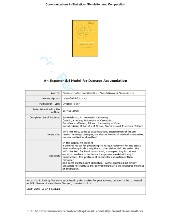 (PDF) An Exponential Model for Damage Accumulation