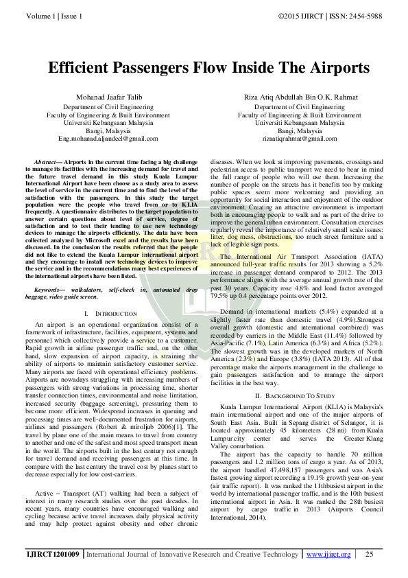 (PDF) Efficient Passengers Flow Inside The Airports