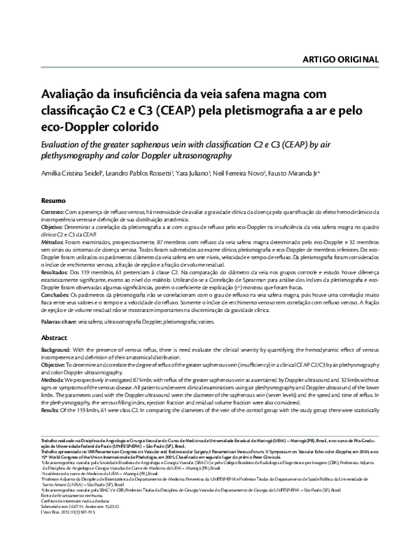 (PDF) Avaliação da insuficiência da veia safena magna com classificação ...