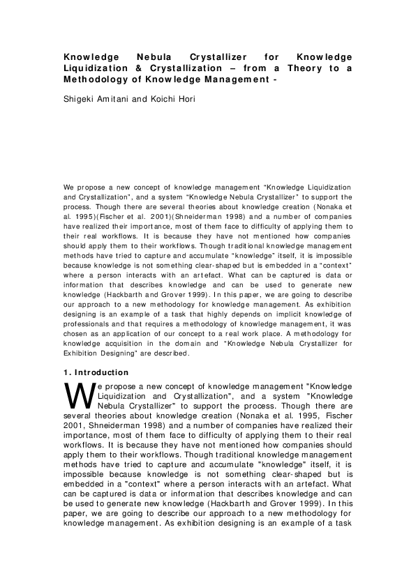 (PDF) Knowledge Nebula Crystallizer for Knowledge Liquidization ...