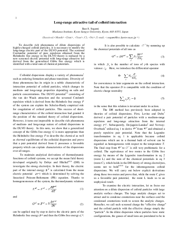 (PDF) Long-range Attractive Tail of Colloidal Interaction
