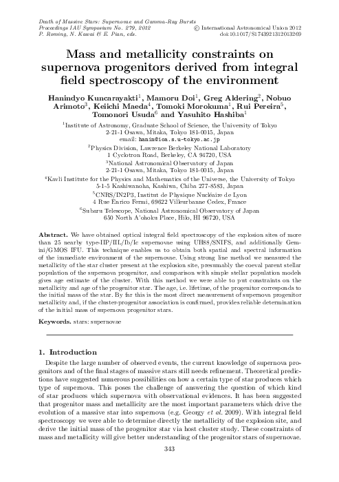 (PDF) Constraints on Supernova Progenitor Properties