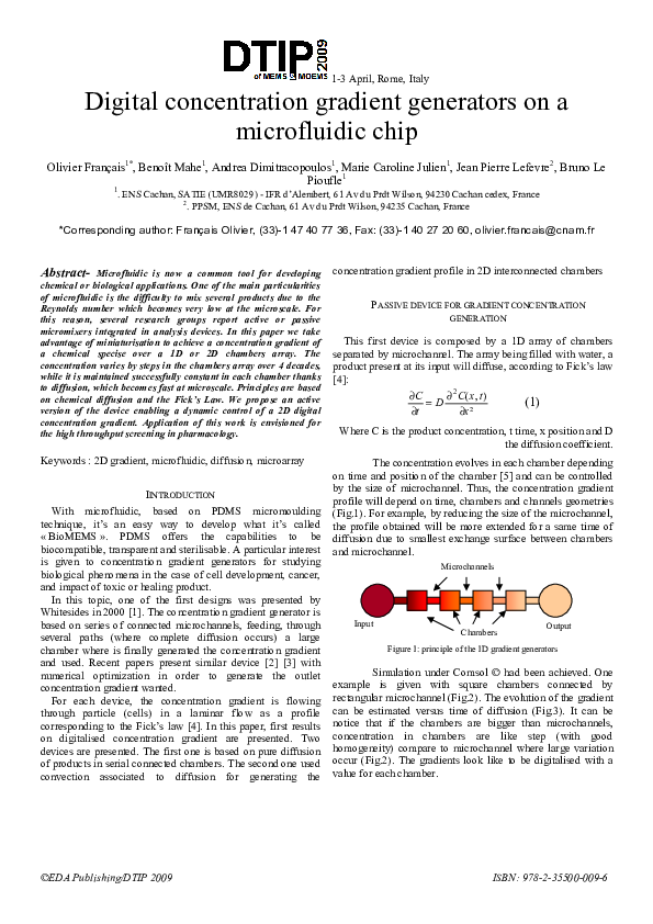 Pdf Digital Concentration Gradient Generators On A Microfluidic Chip