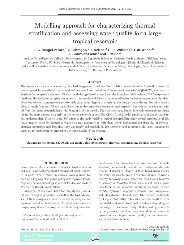 (PDF) Modelling approach for characterizing thermal stratification and ...