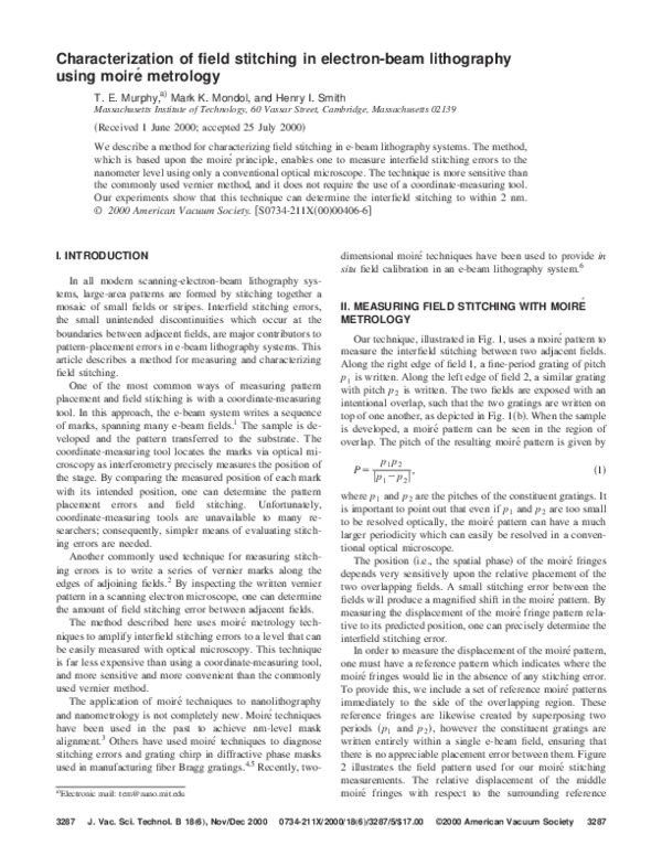 (PDF) Characterization of field stitching in electron-beam lithography ...