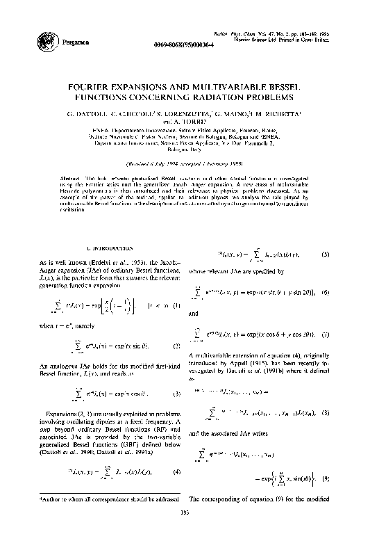 Pdf Fourier Expansions And Multivariable Bessel Functions Concerning