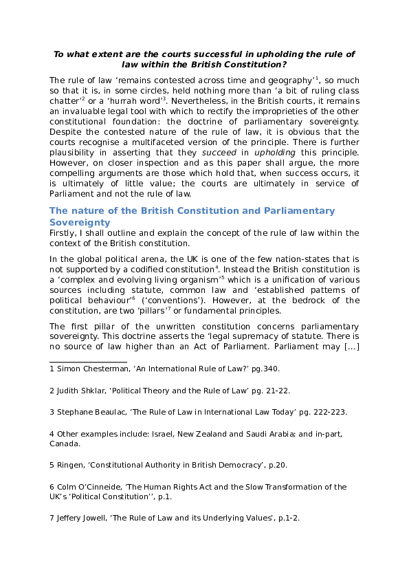 (DOC) To what extent are the courts successful in upholding the rule of ...