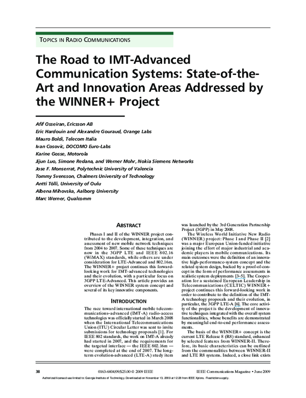 (PDF) The road to IMT-advanced communication systems: State-of-the- art ...