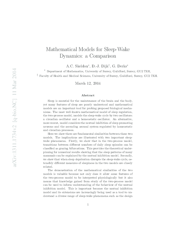 (PDF) A Two Process Model of Sleep Regulation | Alexander Borbély ...