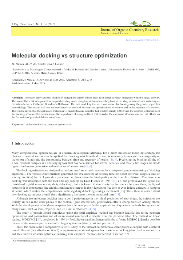 (PDF) Molecular docking vs structure optimization