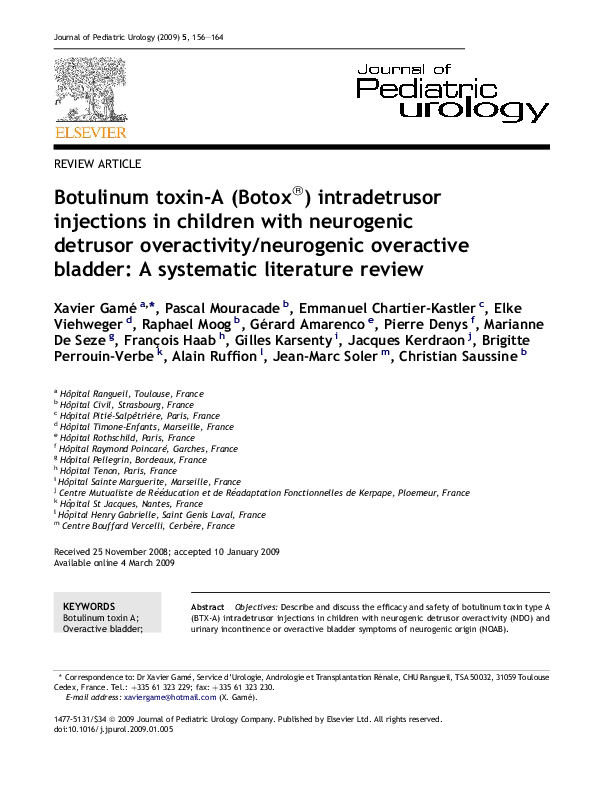 (PDF) Botulinum toxin-A (Botox®) intradetrusor injections in children ...