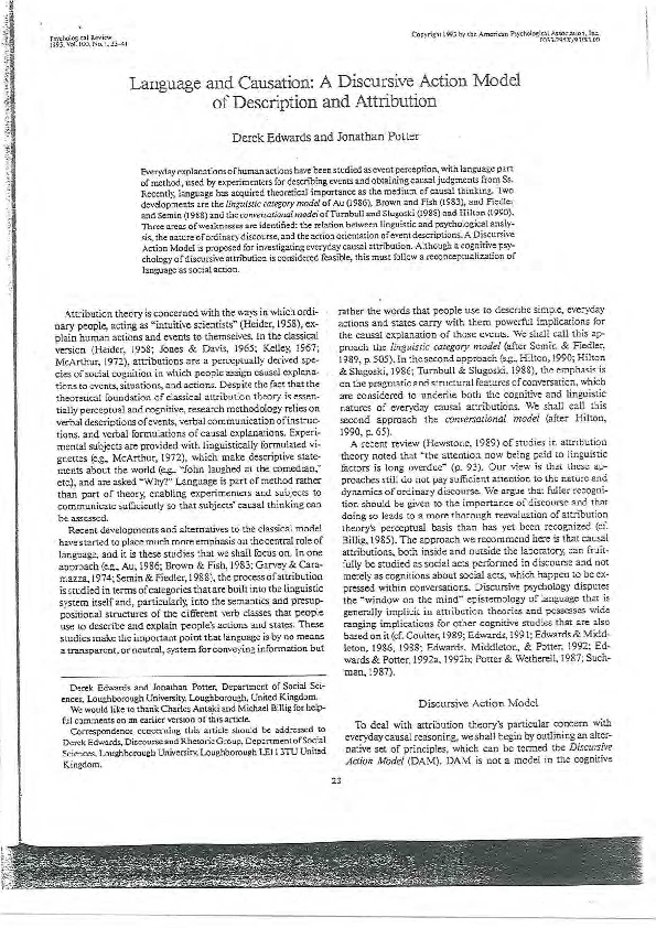 (PDF) Language and causation: A discursive action model of description ...