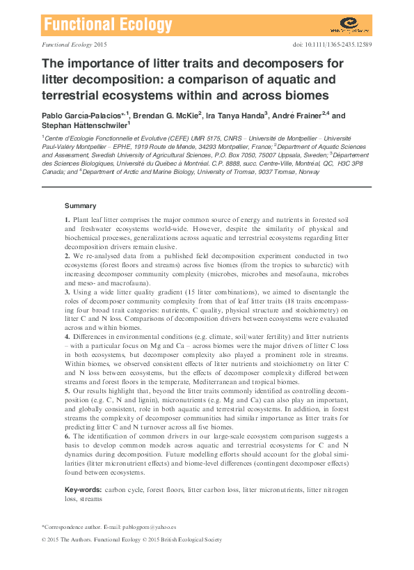 The importance of litter traits and decomposers for litter ...