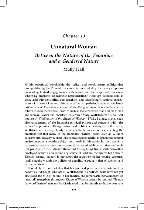 (PDF) "Wollstonecraft--Unnatural Woman: Between the Nature of the ...