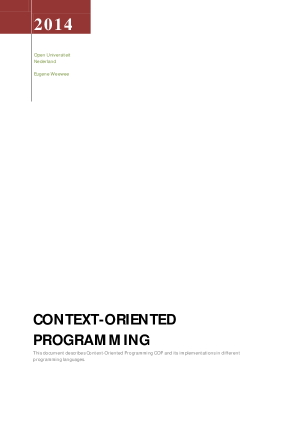 Pdf Context Oriented Programming