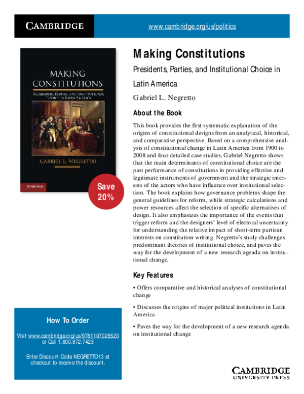 (PDF) Making Constitutions: Presidents, Parties, and Institutional ...
