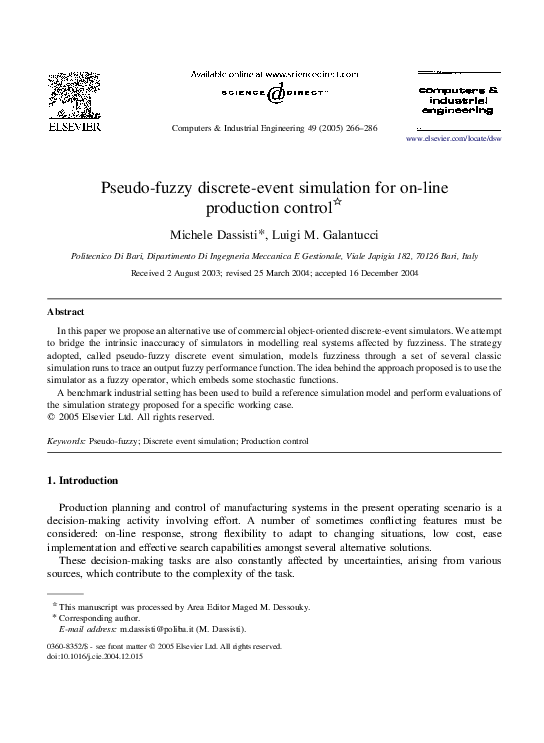 (PDF) Pseudo-fuzzy discrete-event simulation for on-line production control