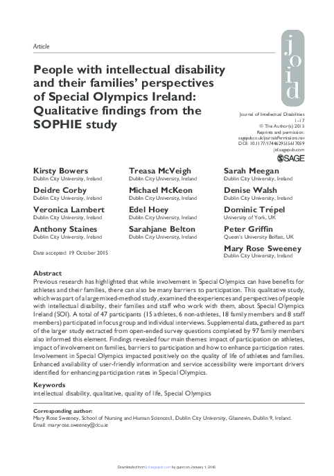 (PDF) People with intellectual disability and their families ...