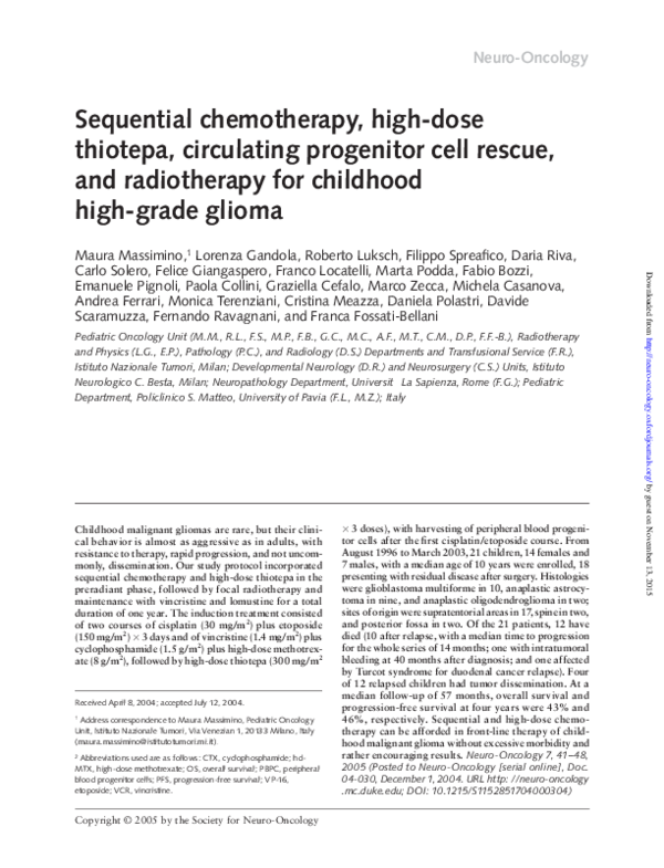 (PDF) Sequential chemotherapy, high-dose thiotepa, circulating progenitor cell rescue, and ...