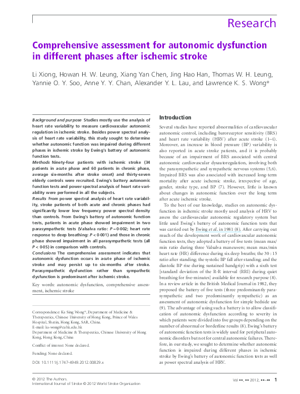 (PDF) Comprehensive assessment for autonomic dysfunction in different ...