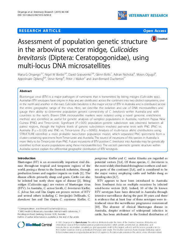 (PDF) Assessment of population genetic structure in the arbovirus ...