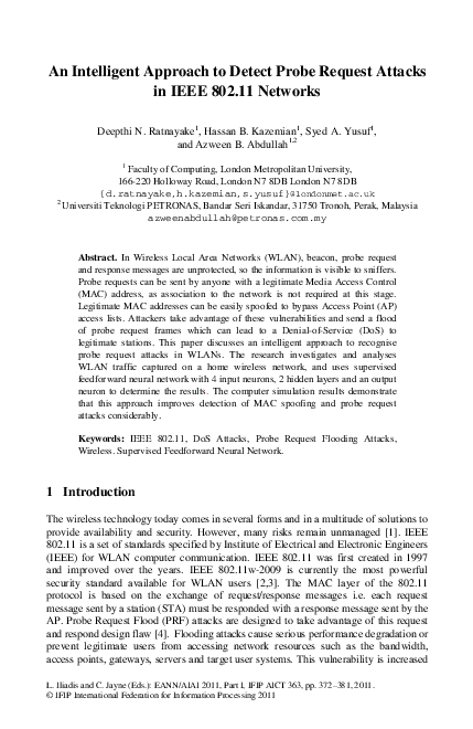 (PDF) An Intelligent Approach to Detect Probe Request Attacks in IEEE ...