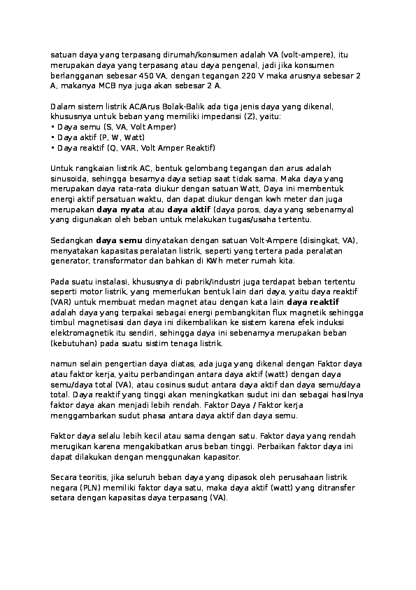 (DOC) FAKTOR DAYA LISTRIK (POWER FACTOR ELECTRIC) FAKTOR DAYA LISTRIK ...