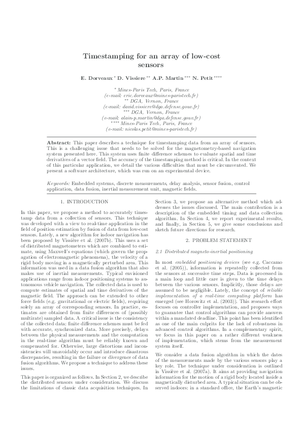 (PDF) Timestamping for an array of low-cost sensors