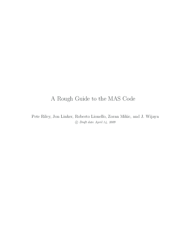 (PDF) A Rough Guide to the MAS Code