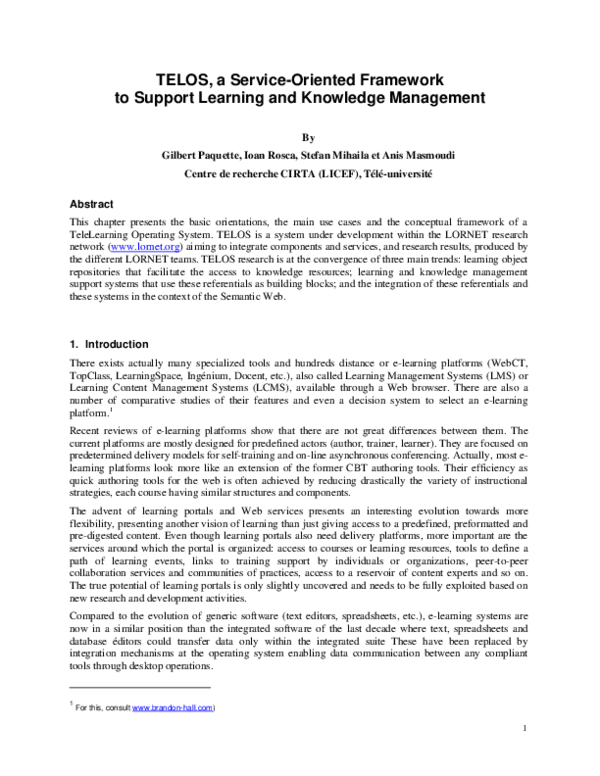 (PDF) TELOS: A Service-Oriented Framework to Support Learning and ...