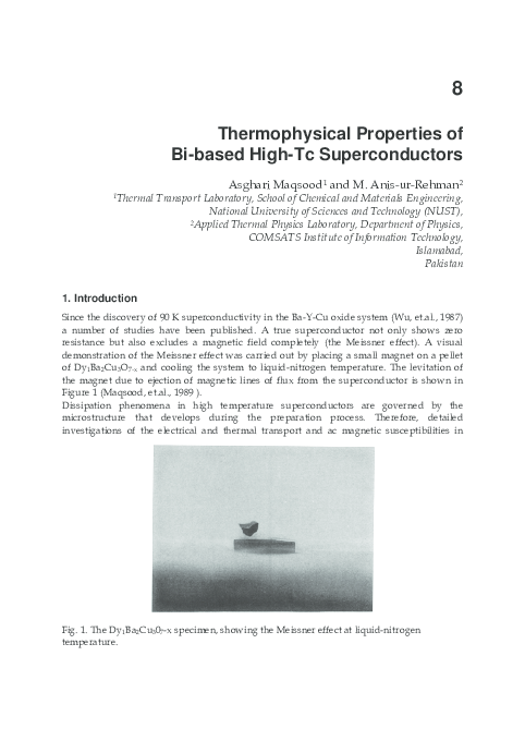 (PDF) Thermophysical Properties of Bi-based High-Tc Superconductors