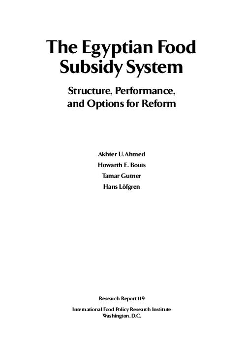 (PDF) The Egyptian food subsidy system: structure, performance, and ...