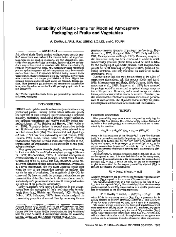 (PDF) Suitability of Plastic Films for Modified Atmosphere Packaging of ...