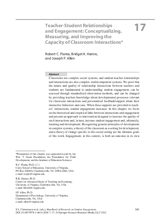 (PDF) Teacher-Student Relationships and Engagement: Conceptualizing ...