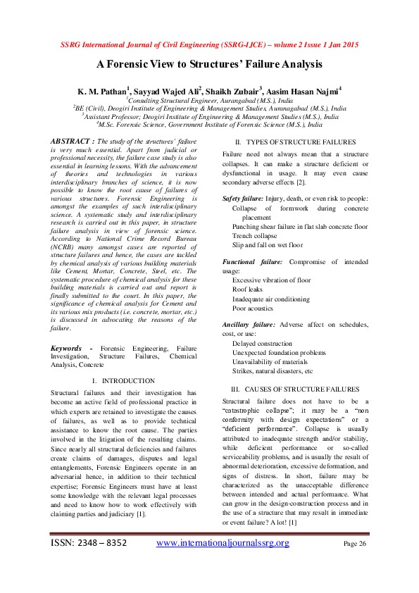 A Forensic View to Structures' Failure Analysis