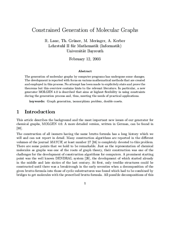 (PDF) Constrained Generation of Molecular Graphs