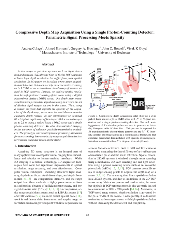 Pdf Compressive Depth Map Acquisition Using A Single Photon Counting Detector Parametric