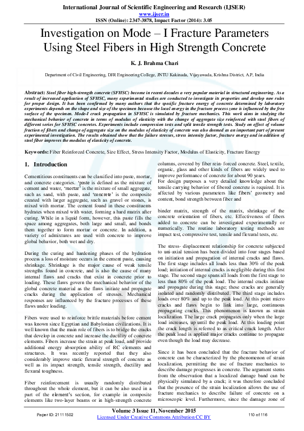 (PDF) Investigation on Mode – I Fracture Parameters Using Steel Fibers ...