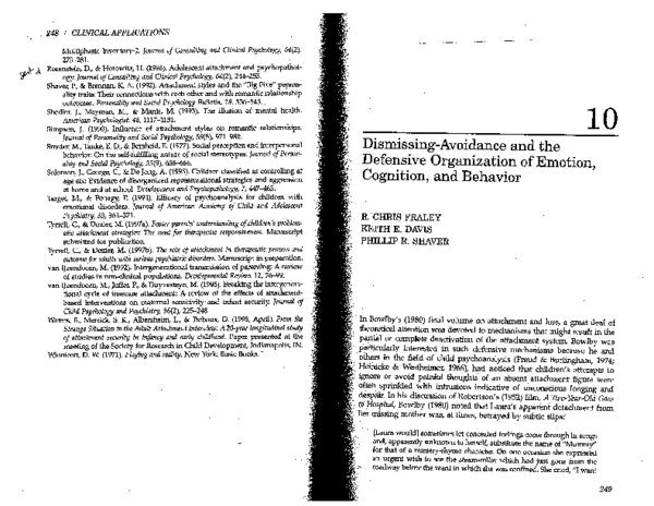 (PDF) Dismissing-avoidance and the defensive organization of emotion ...
