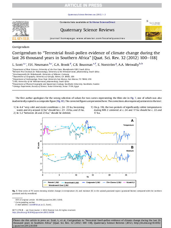 (PDF) Corrigendum to “Terrestrial fossil-pollen evidence of climate ...