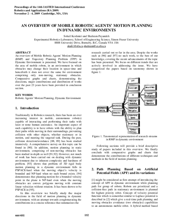 (PDF) An Overview of Mobile Robotic Agents Motion Planning in Dynamic Environments