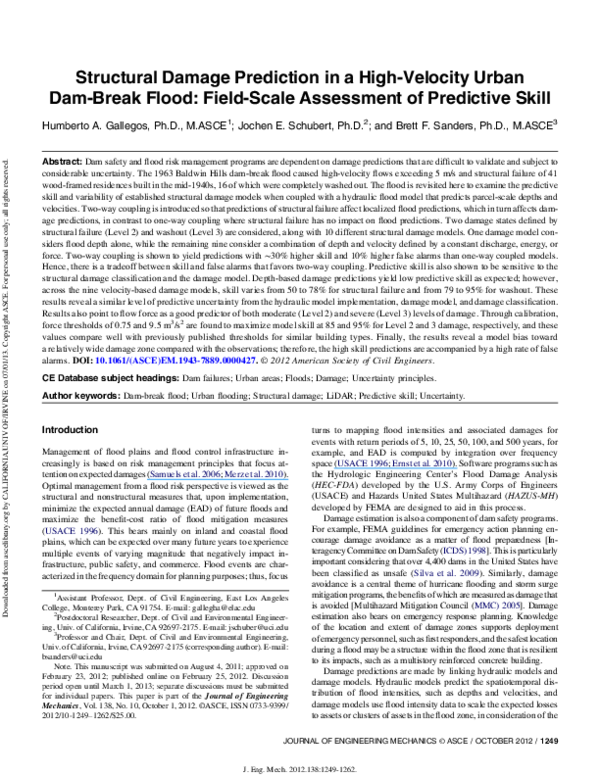 (PDF) Structural Damage Prediction in a High-Velocity Urban Dam-Break ...