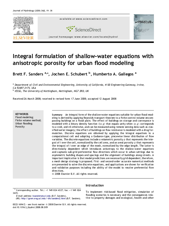 (PDF) Integral formulation of shallow-water equations with anisotropic ...