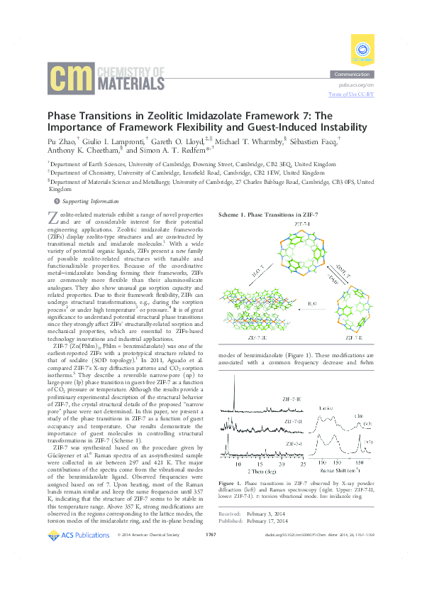 Pdf Phase Transitions In Zeolitic Imidazolate Framework 7 The Importance Of Framework