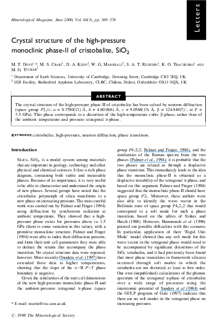(PDF) Crystal structure of the high-pressure monoclinic phase-II of ...